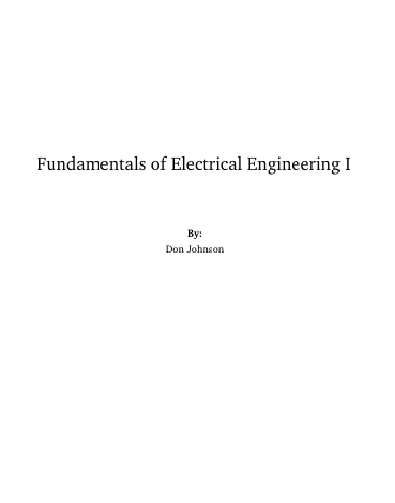 Fundamentals of Electrical Engineering I, Don Johnson